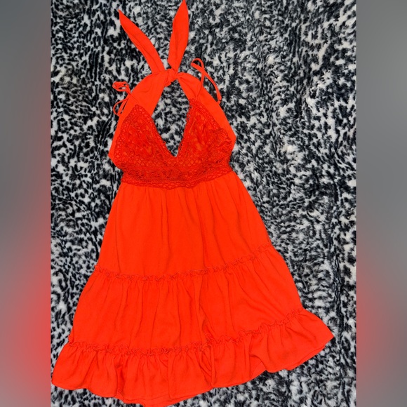 Dresses | Bright Red Lace Top Dress | Poshmark
